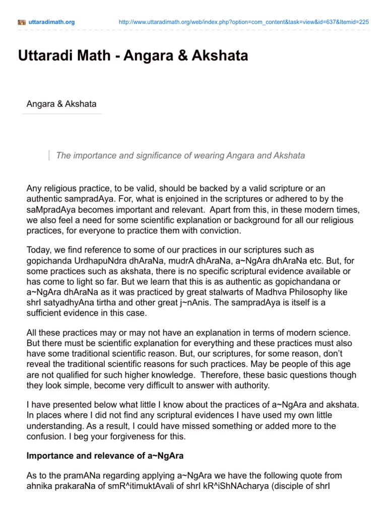 Uttaradi Math - Angara Amp Akshata | PDF | Reason | Religion And Belief