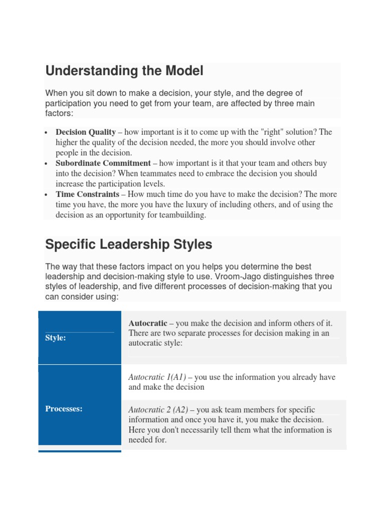 Decision-Making Styles in Leadership | PDF