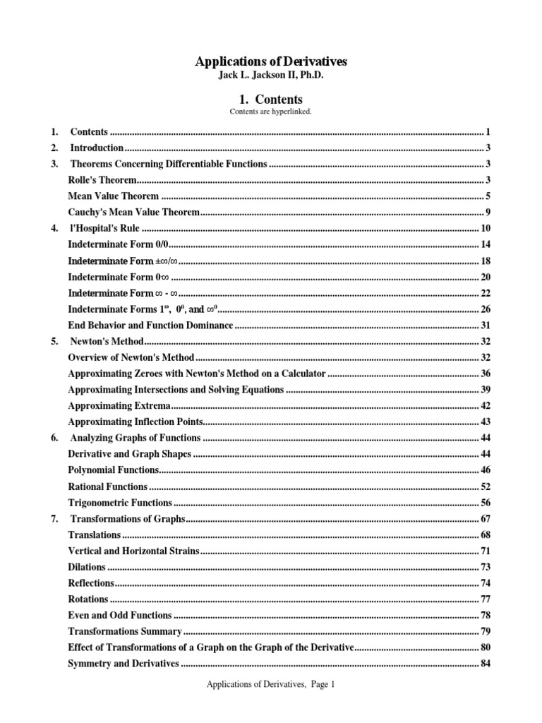 Applications of Derivatives v454 | PDF | Derivative | Calculus