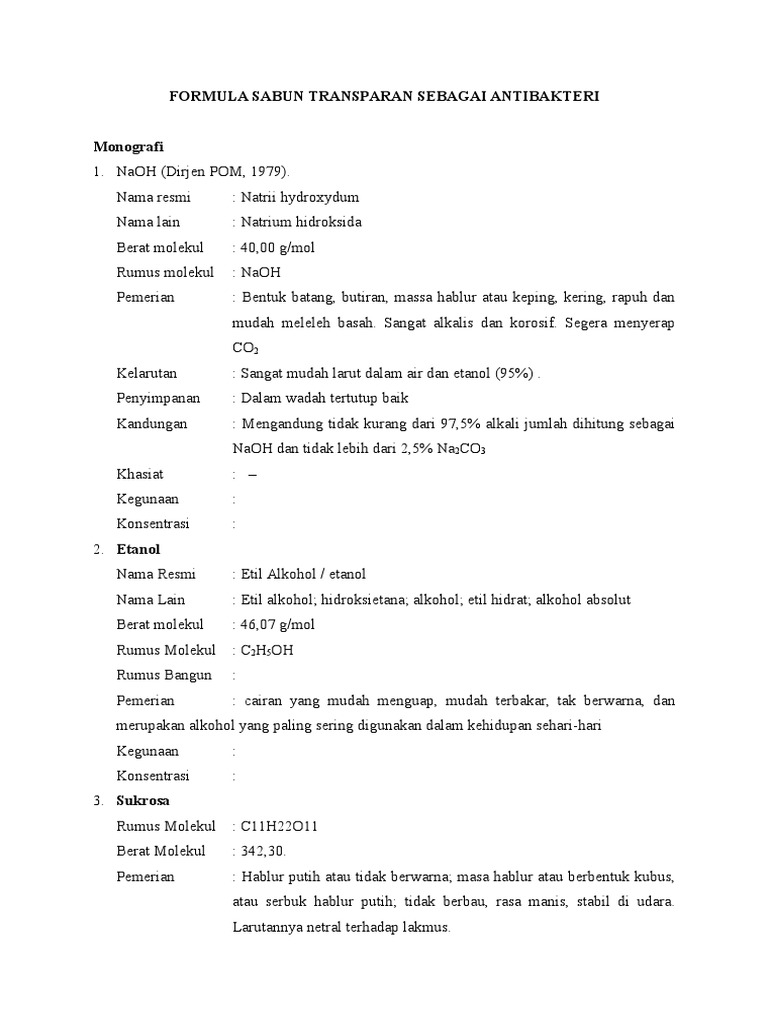 Formula Sabun Transparan | PDF