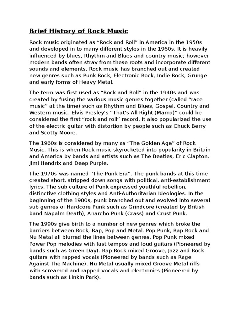 History of Rock Music | PDF | Rock And Roll | Rock Music