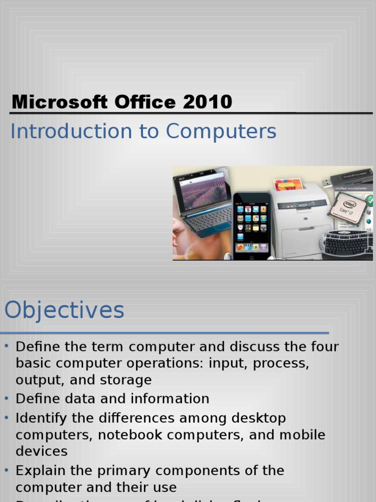 Microsoft Office 2010: Introduction To Computers | PDF | Computer Data ...