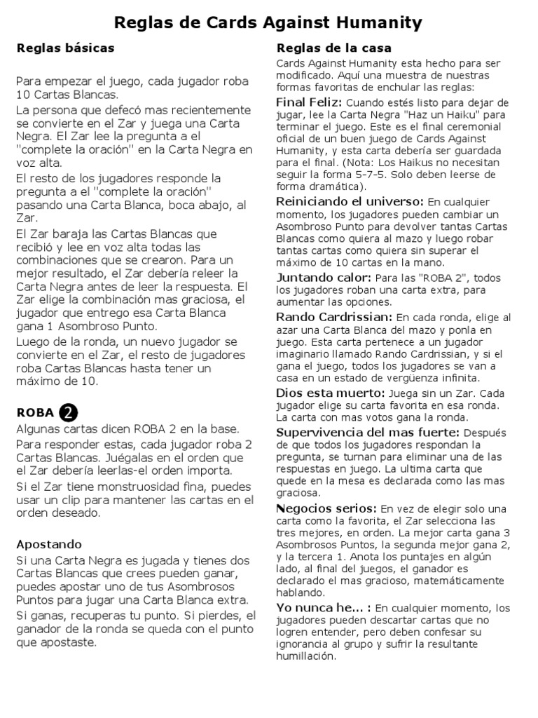 Cartas Contra La Humanidad JDMC | PDF