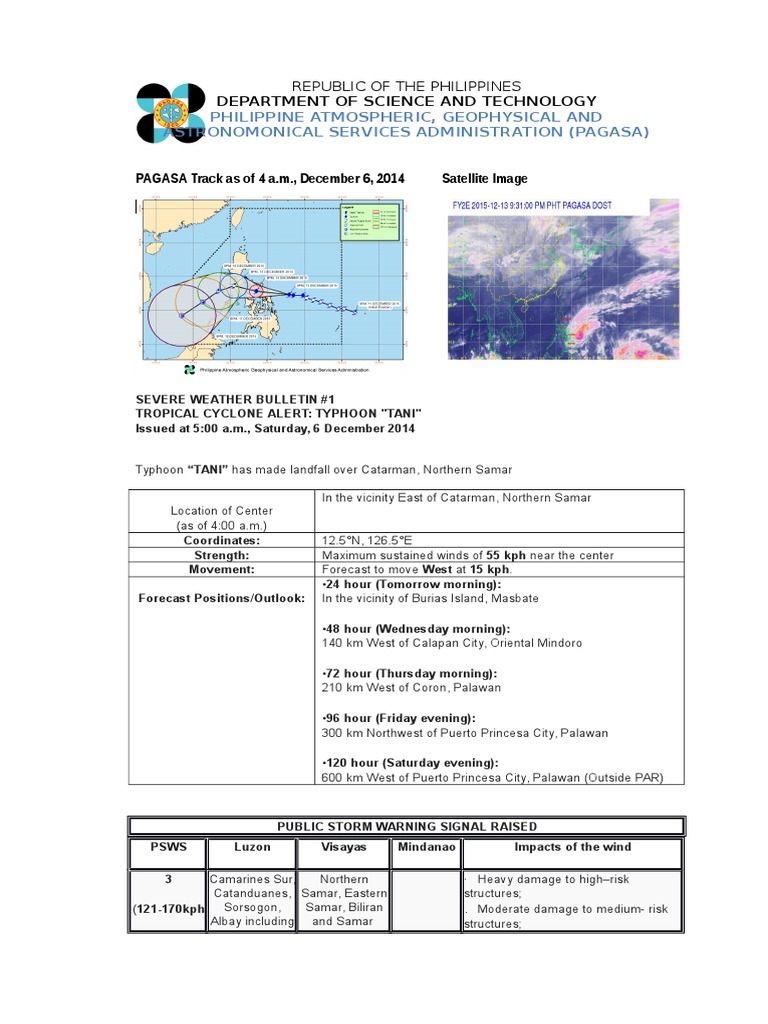 Typhoon Tani Severe Weather Bulletin | PDF | Weather Events | Synoptic ...