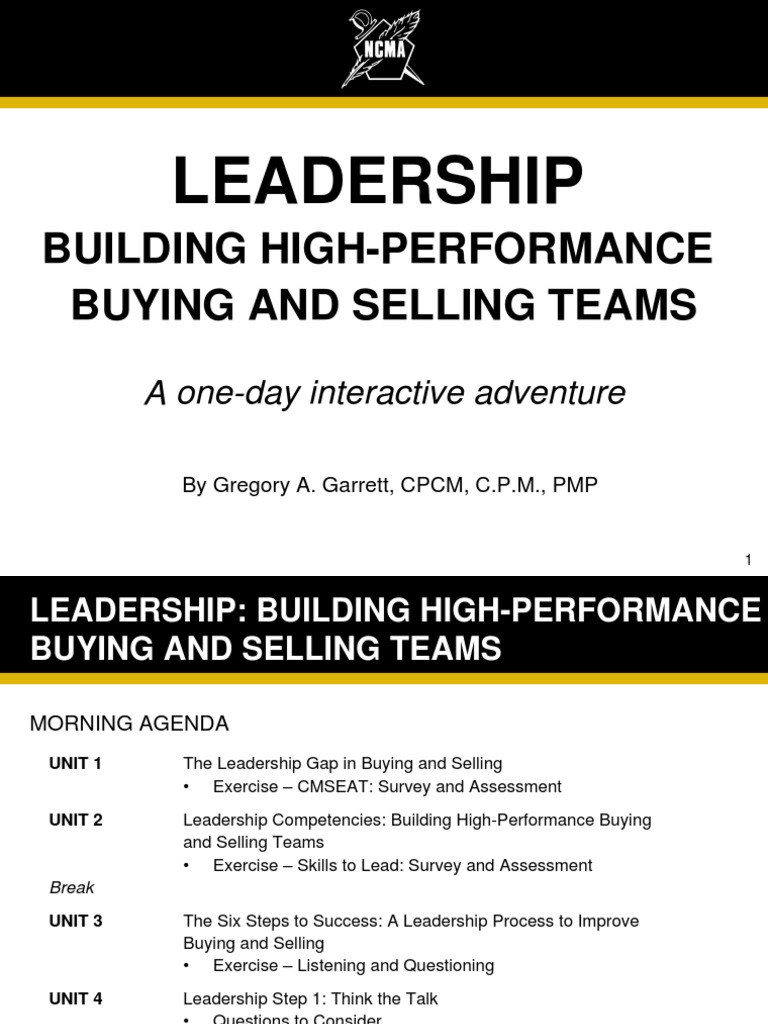 Leadership: Building High-Performance Buying and Selling Teams | PDF ...