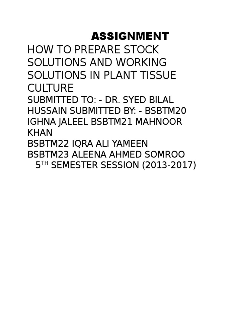 How To Prepare Stock Solution | PDF | Nutrients | Growth Medium