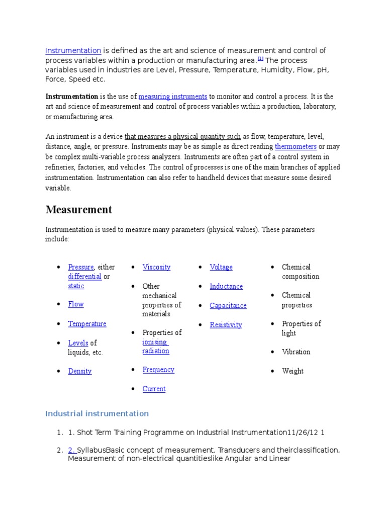 Measurement: Measuring Instruments | PDF | Instrumentation | Signal ...
