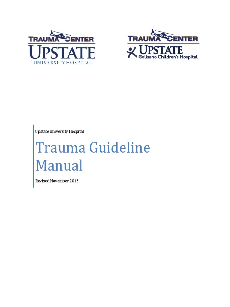 Trauma Guideline Manual | Major Trauma | Health Sciences