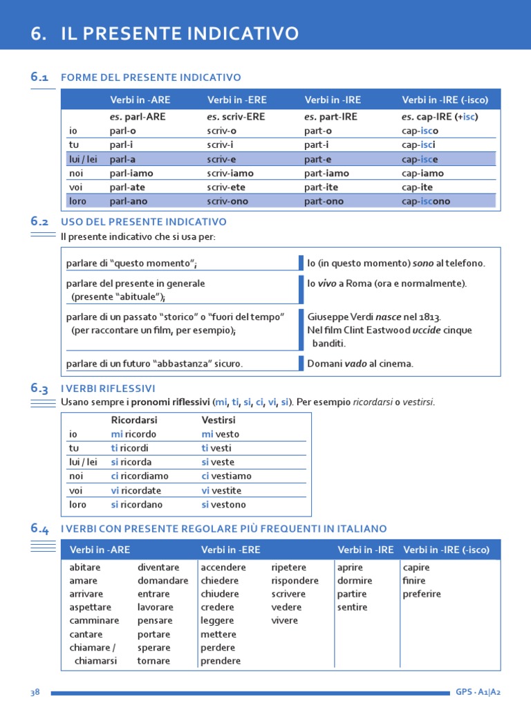 Presente Indicativo Italiano | PDF | Idiomas | Ocio