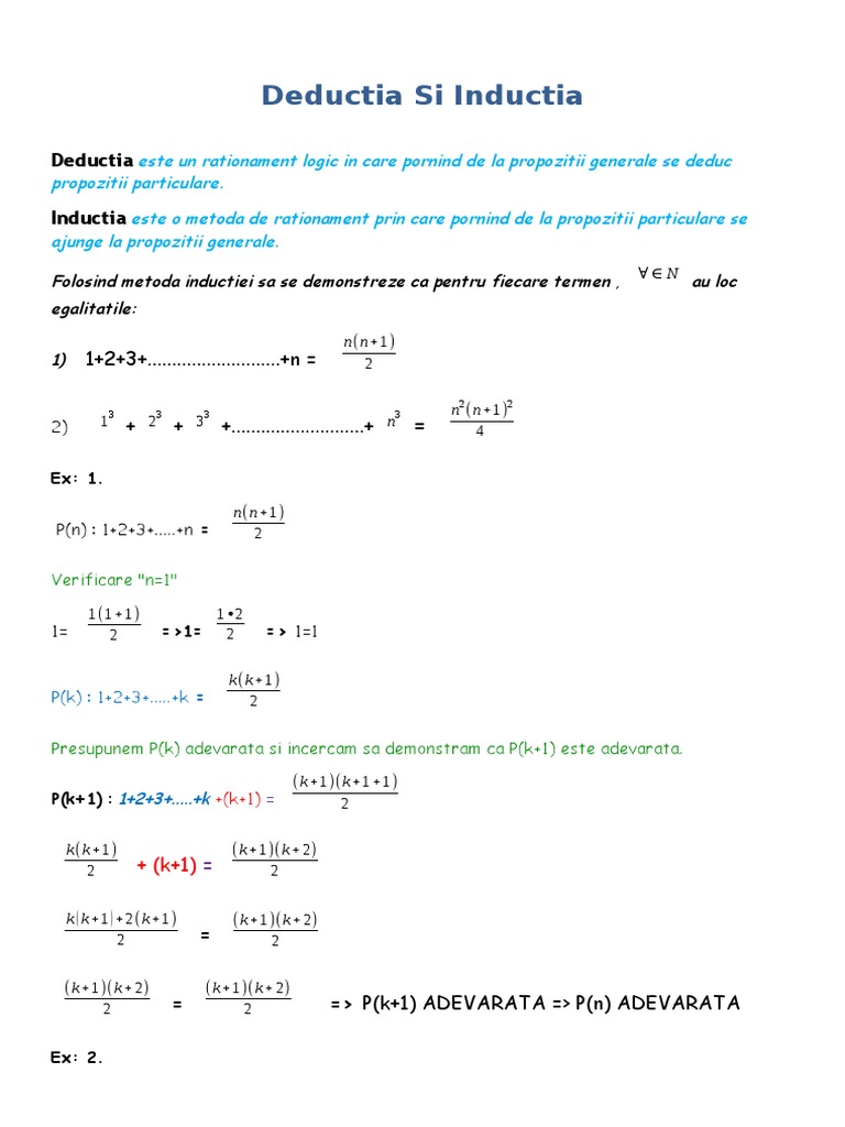 Deductia Si Inductia | PDF