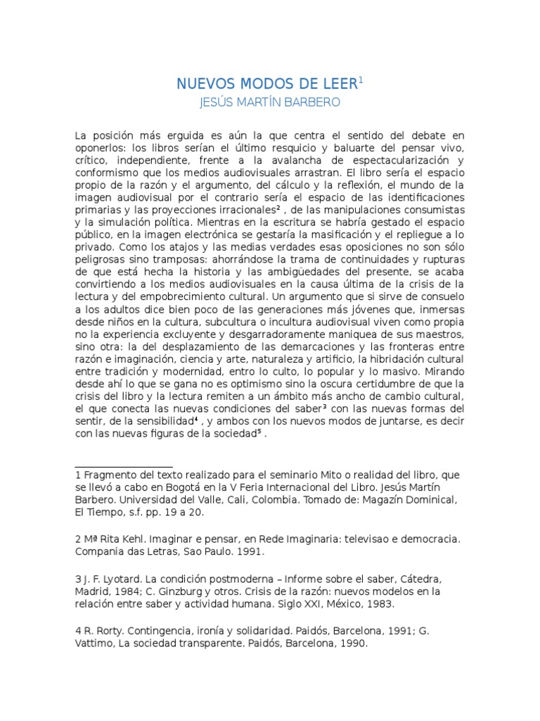 Nuevos Modos de Leer | PDF | Lectura (proceso) | Imagen Nuevos Modos de Leer | PDF | Lectura (proceso) | Imagen