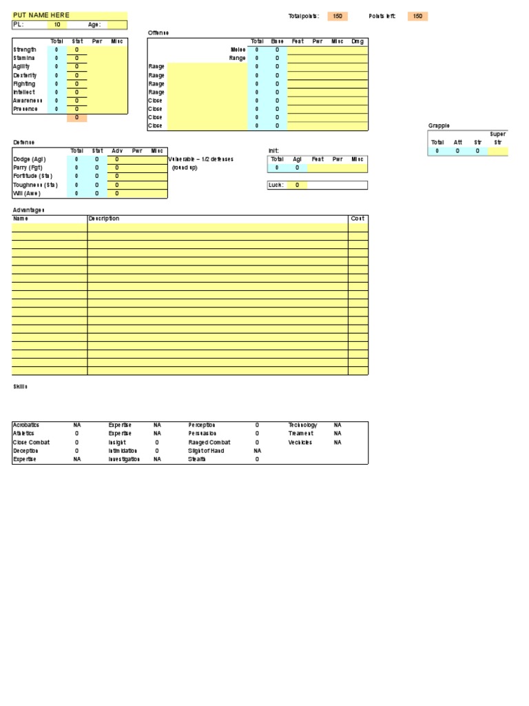 Mutants And Masterminds Character Sheet Form Fillable - Printable Forms Free Online
