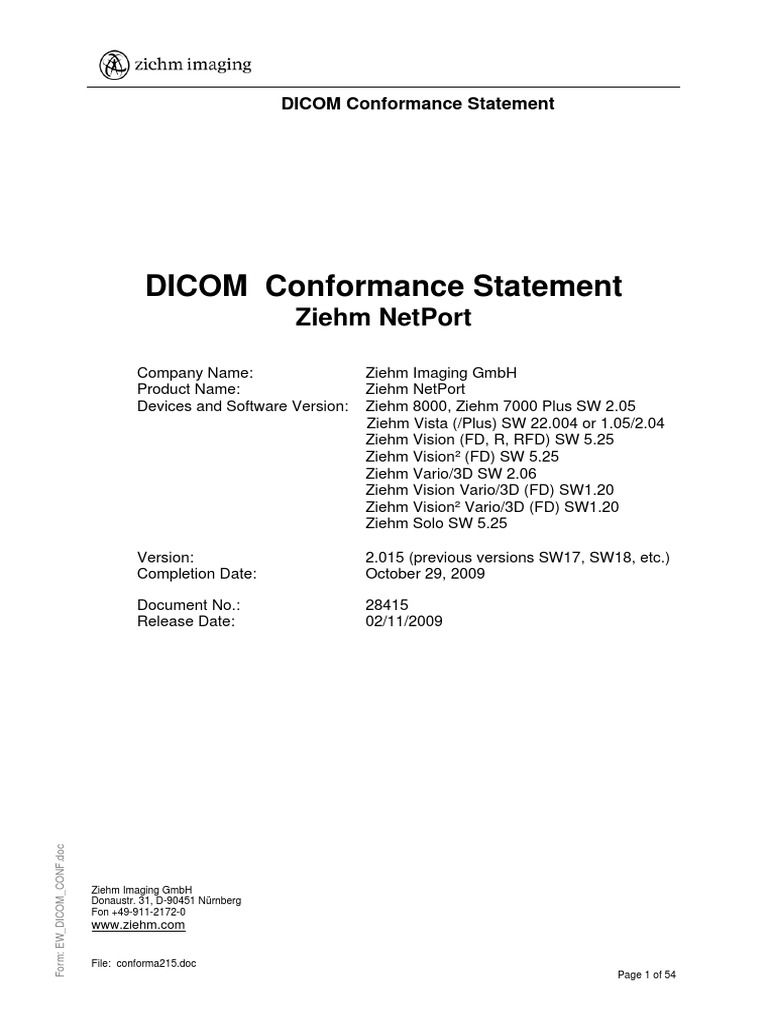 Ziehm Dicom PDF | PDF | Data | Information Science