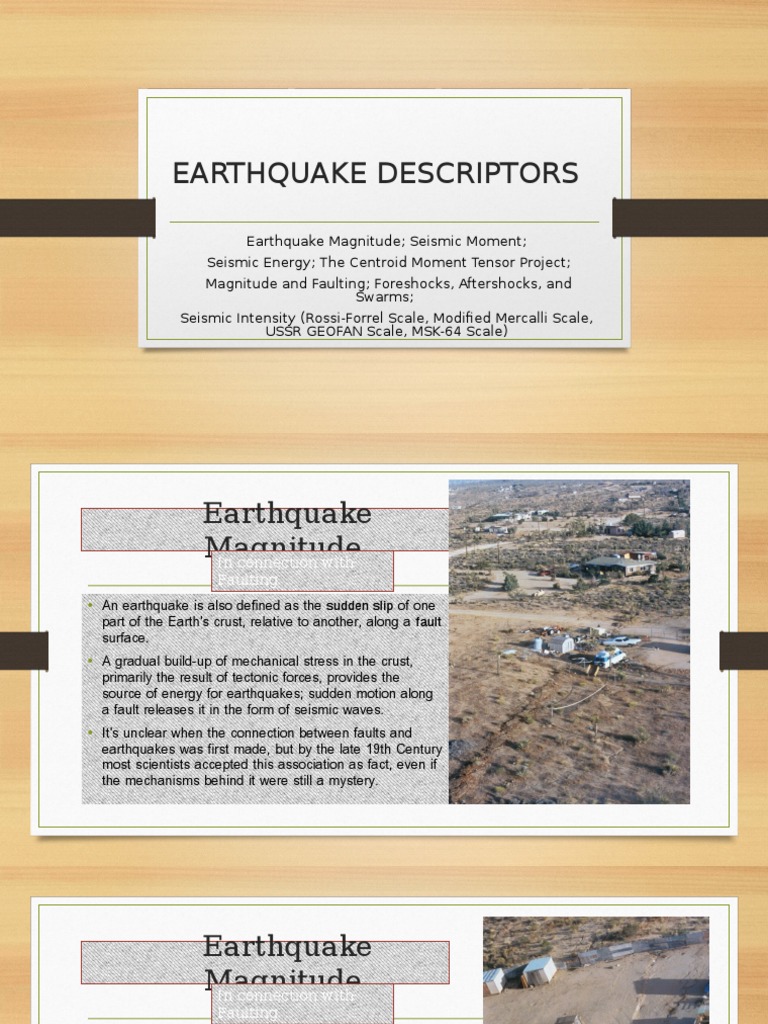 Earthquake Descriptors | Moment Magnitude Scale | Earthquakes