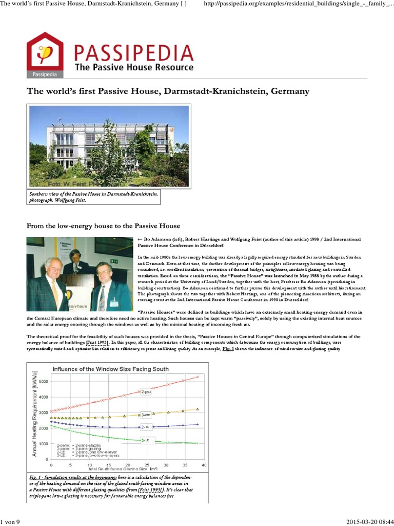 The World-S First Passive House, Darmstadt-Kranichstein, Germany | PDF ...