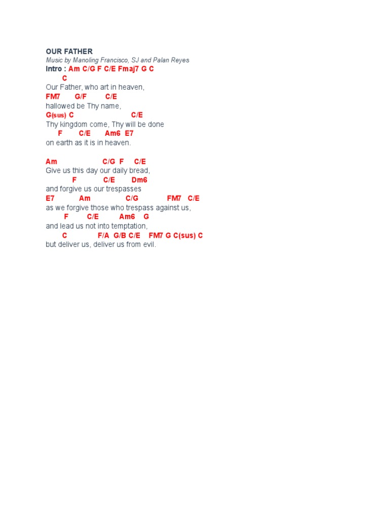 Our Father Prayer Song Chords | PDF