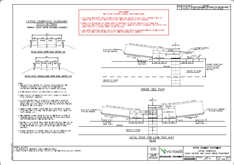 Standard Drawing 4083B Cattle Underpass Road Cross Section and Guard ...