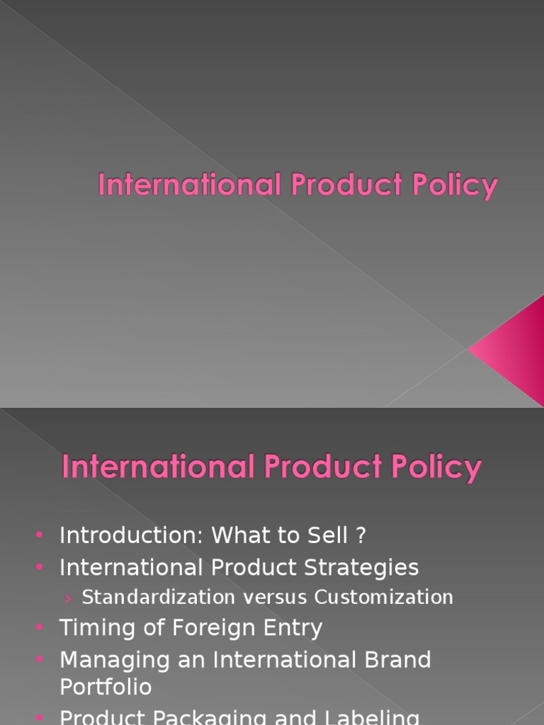 International Product Policy | PDF | Brand | Marketing