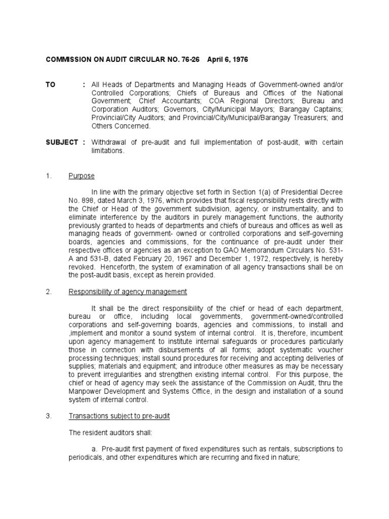 Implementing Post-Audit and Strengthening Internal Controls: Commission ...