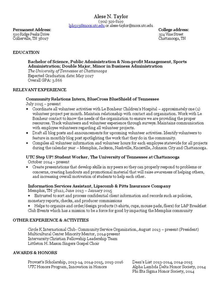 Alese N. Taylor's Resume and Experience | PDF