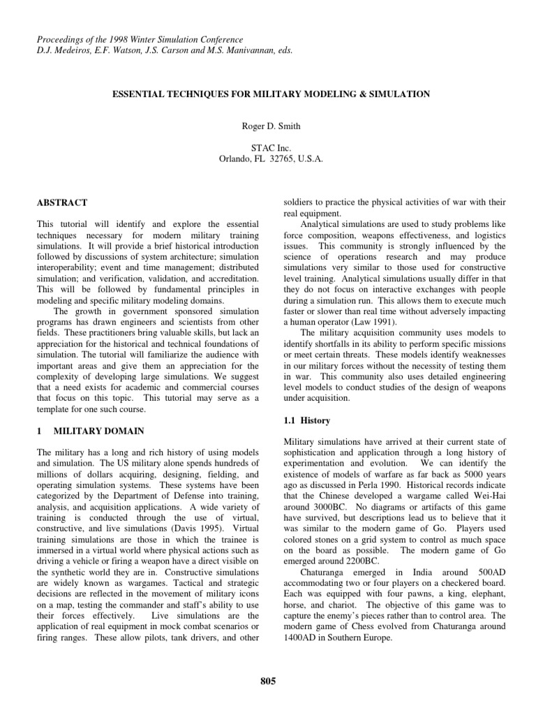 Essential Techniques For Military Modeling & Simulation | PDF | Computer Simulation | Conceptual ...