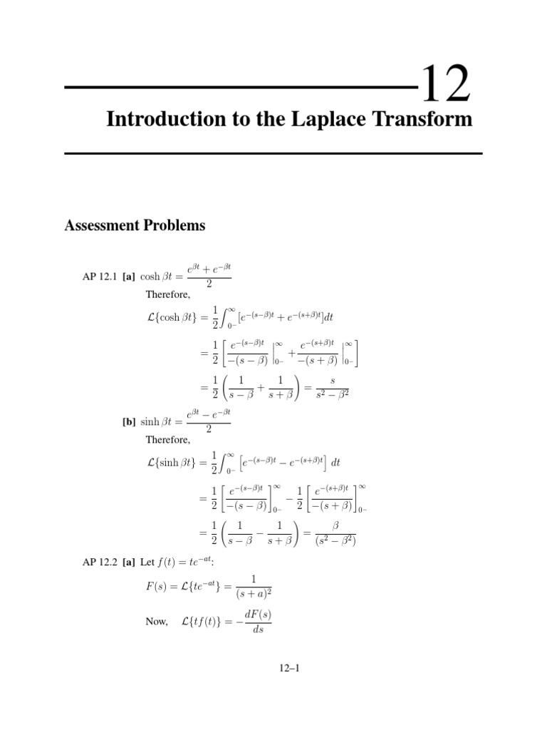 Introduction To The Laplace Transform: Assessment Problems | PDF
