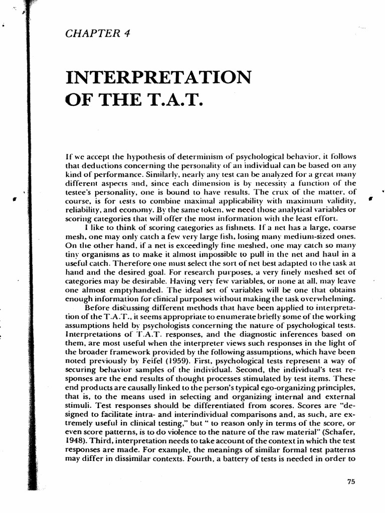 Thematic Appreciation Test | PDF | Psychotherapy | Psychoanalysis