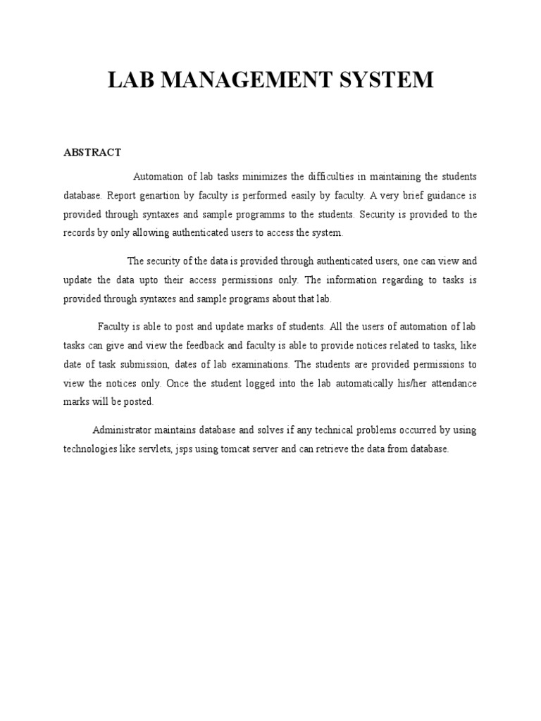 Lab Management System | PDF | Java Server Pages | Databases