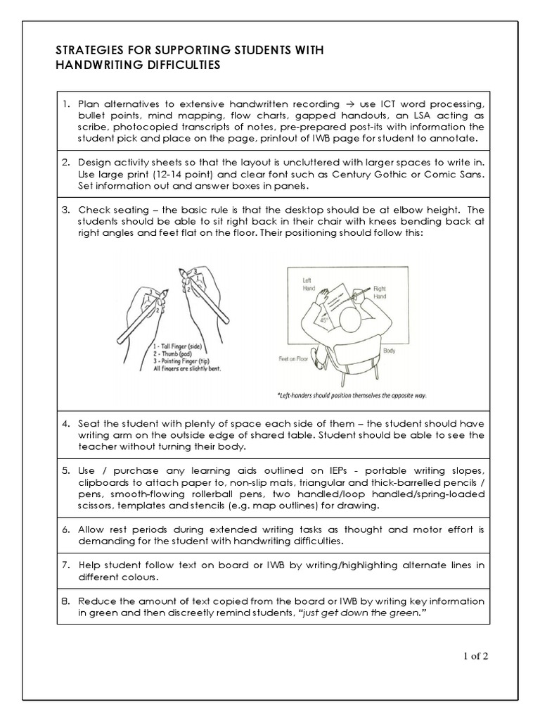Strategy Bank - Handwriting Difficulties | PDF | Writing | Text