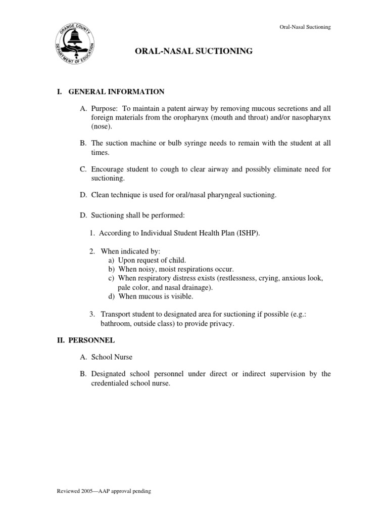 Oral-Nasal Suctioning | PDF | Mucus | Syringe