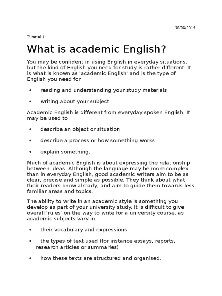 Introduction To Academic English | PDF