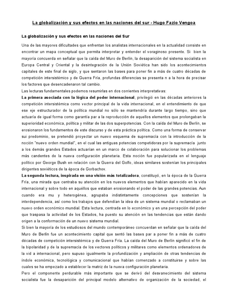 El Sur En El Nuevo Sistema Mundial Hugo Fazio Vengoa Pdf