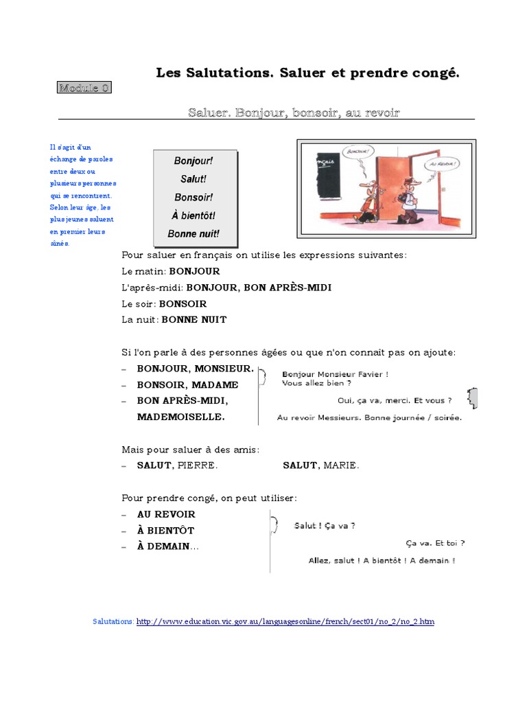 Doc. 0 - Saluer Et Prendre Conge | PDF