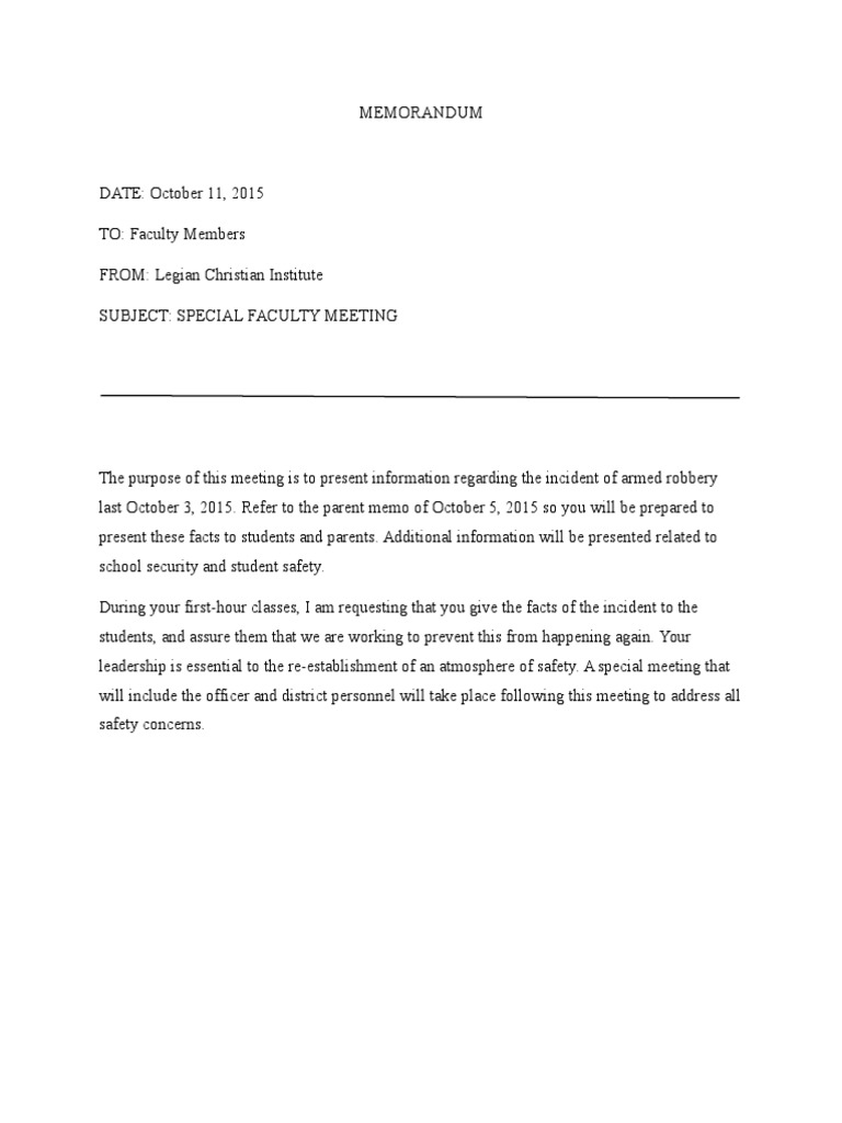 Memorandum Example | Download Free PDF | Memorandum | Communication