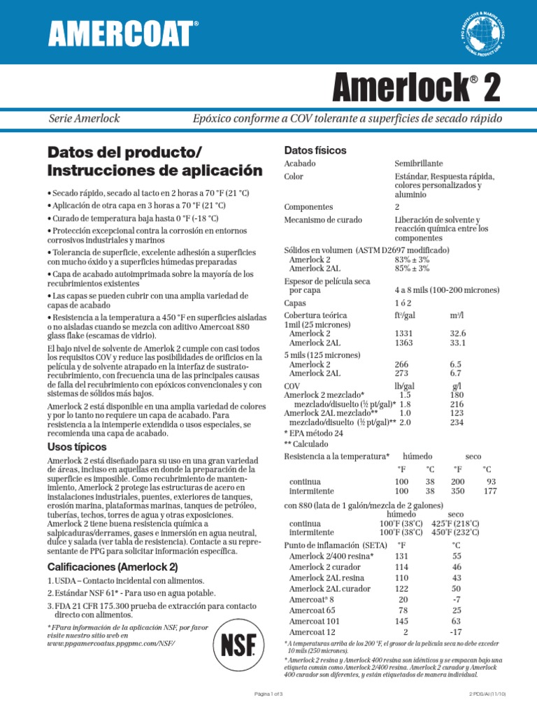 Amerlock 2-400 Pts (Es) | PDF | Aluminio | Solvente