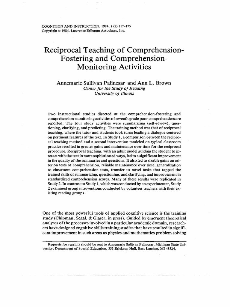 Reciprocal Teaching | PDF | Reading Comprehension | Educational Assessment