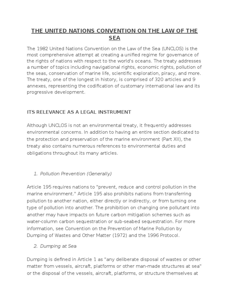 The United Nations Convention On The Law of The Sea | PDF ...