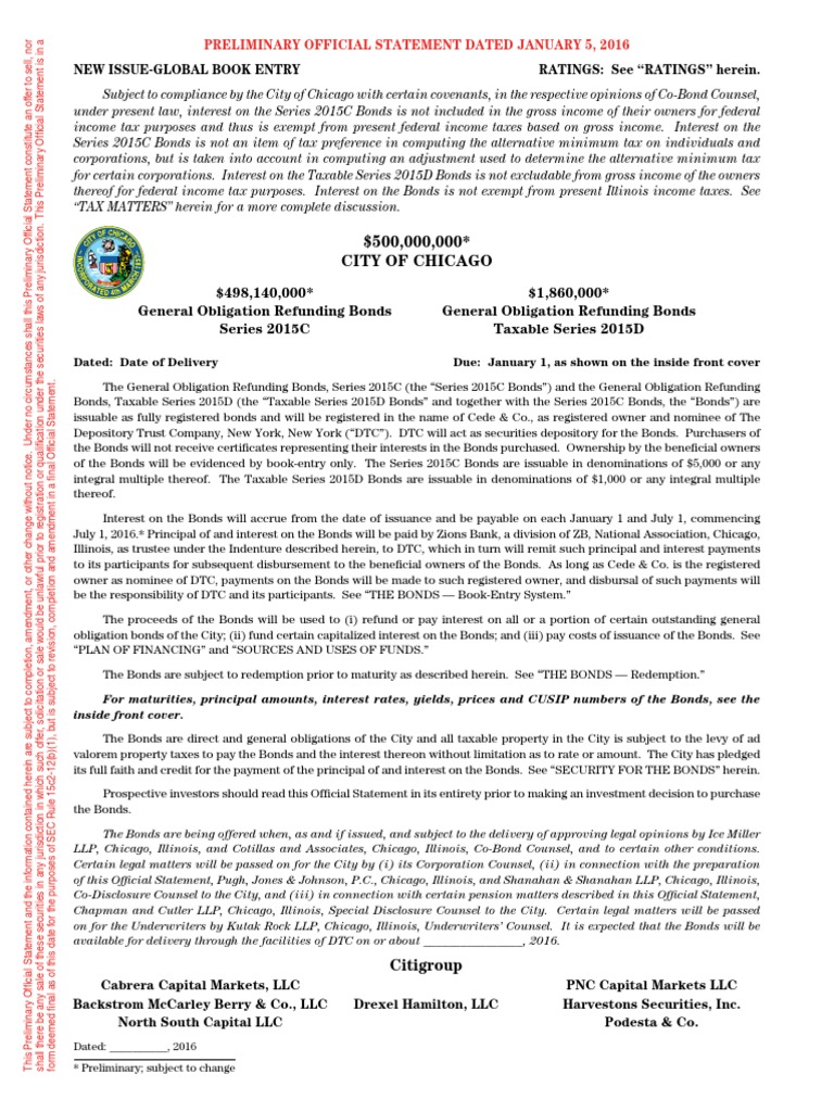 Chicago Offering Documents | PDF | Bonds (Finance) | Income Tax In The ...
