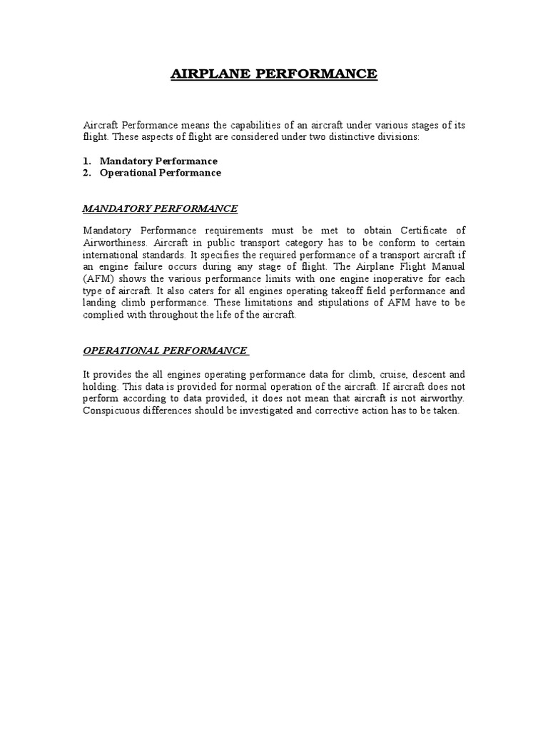 TORA and Aircraft Performance Standards | PDF | Airspeed | Stall (Fluid ...