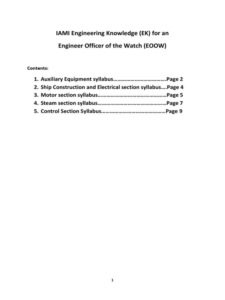 Engine Room Knowledge and Watchkeeping Requirements for an Engineer ...