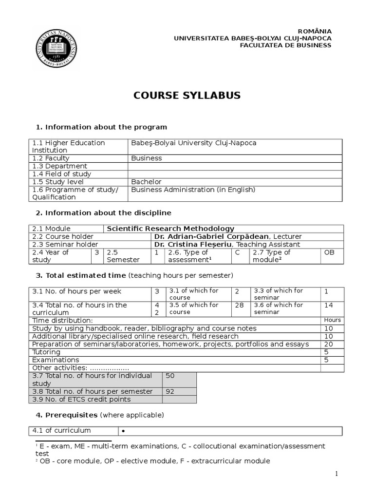 Syllabus Scientific Research Methodology AC | PDF | Educational ...