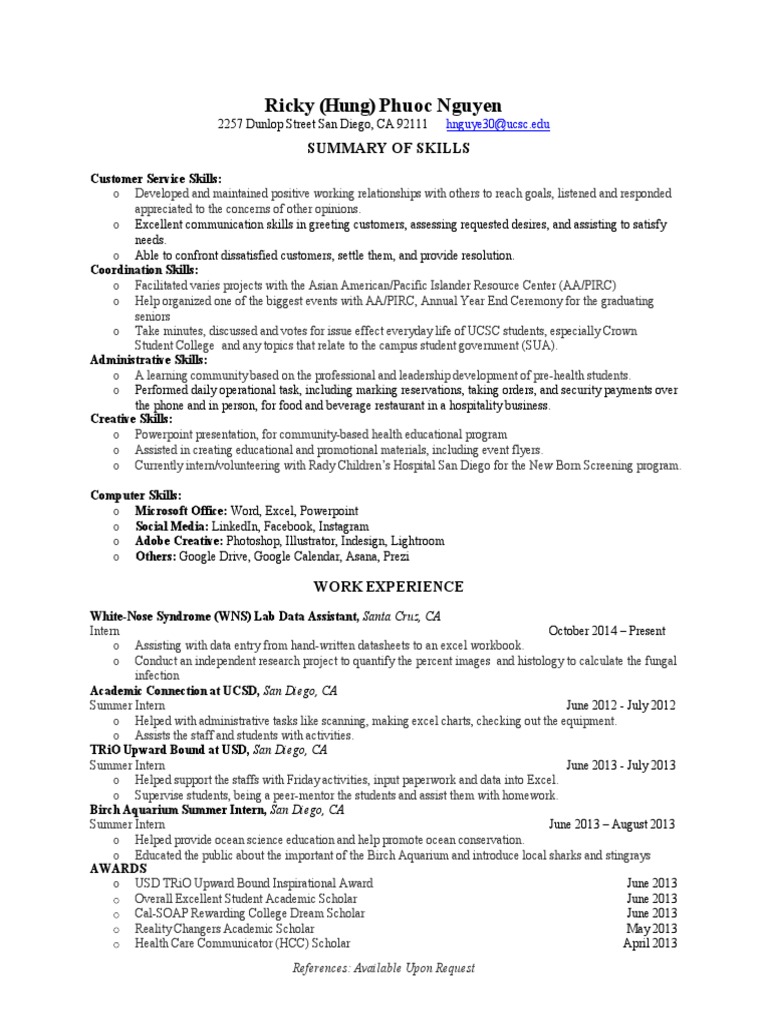 Youth Programn Specialist Resume - Ricky (Hung) Nguyen | PDF | Art