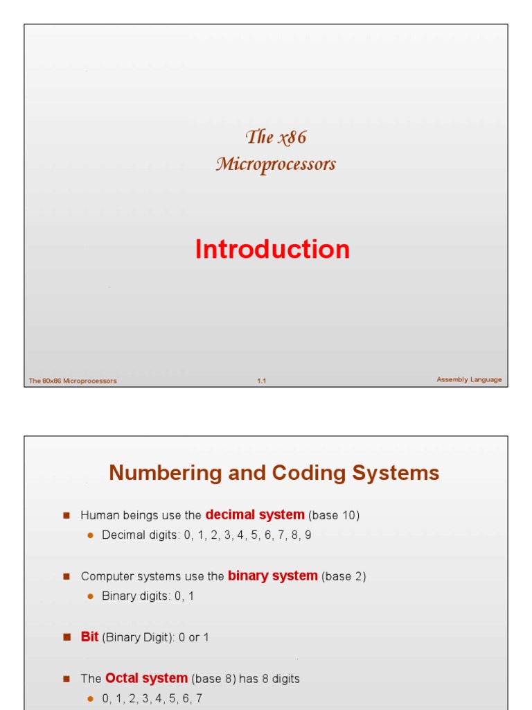 1 1 Assembly Language The 80x86 Microprocessors Pdf Computer Data Storage Central