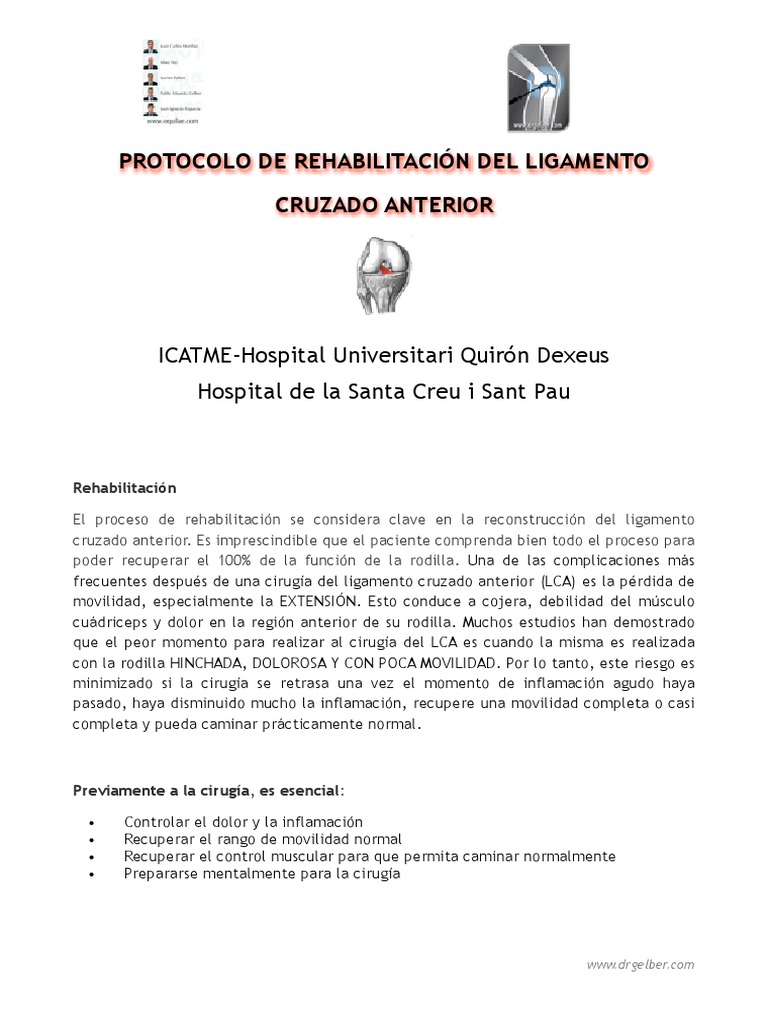 Protocolo Rehabilitacion Lca | PDF | Rodilla | Medicina