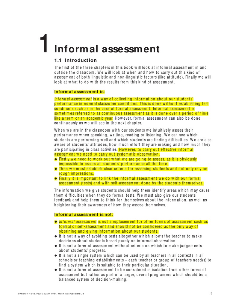 Informal Assessment | PDF | Educational Assessment | Reading (Process)