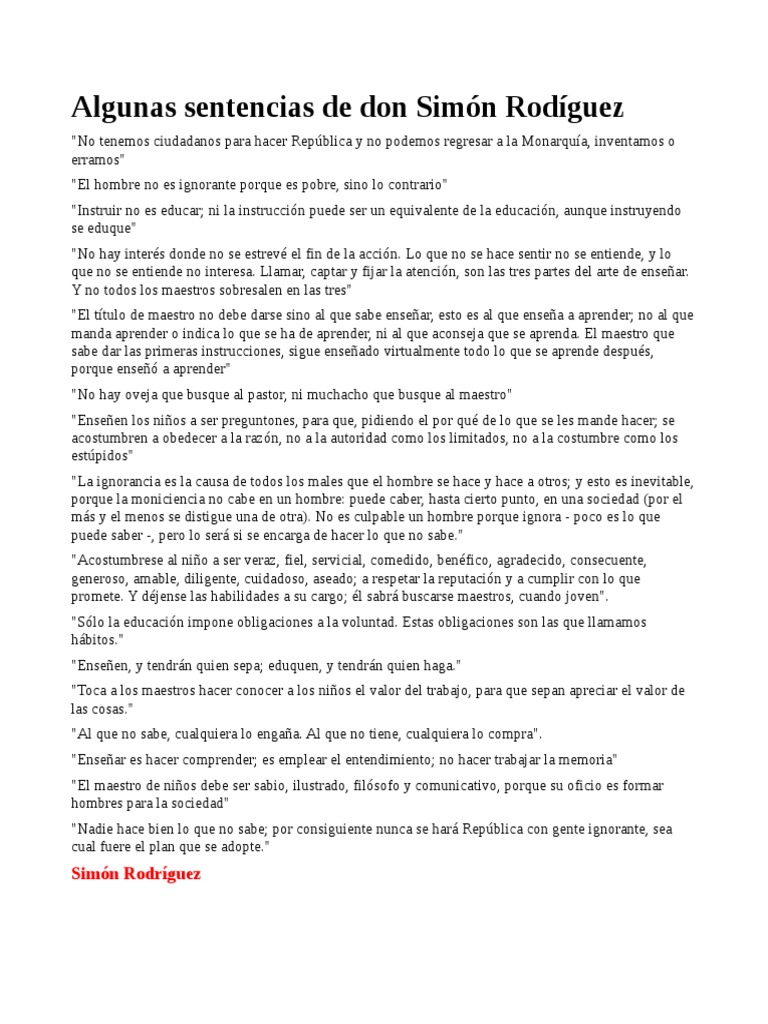 Pensamientos de Simon Rodriguez | PDF