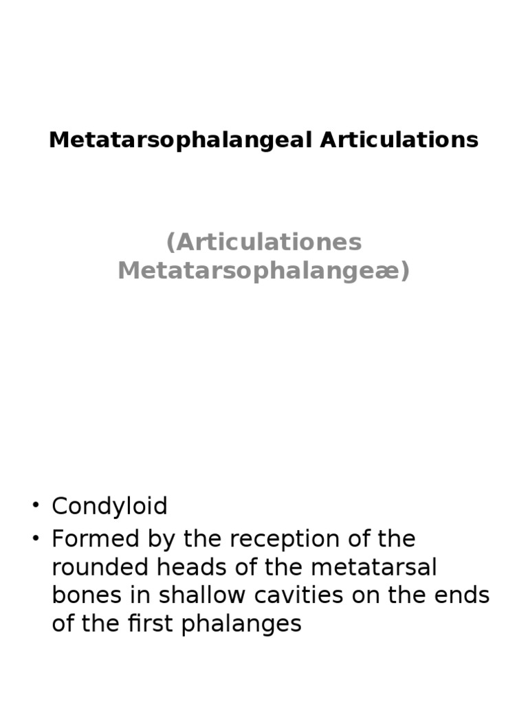 Metatarsophalangeal Joint Overview | PDF
