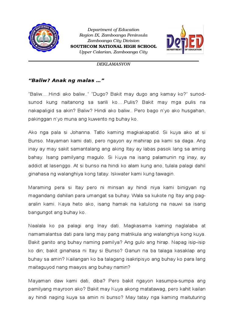 Ang Batang Pulubi Deklamasyon Piece Riset