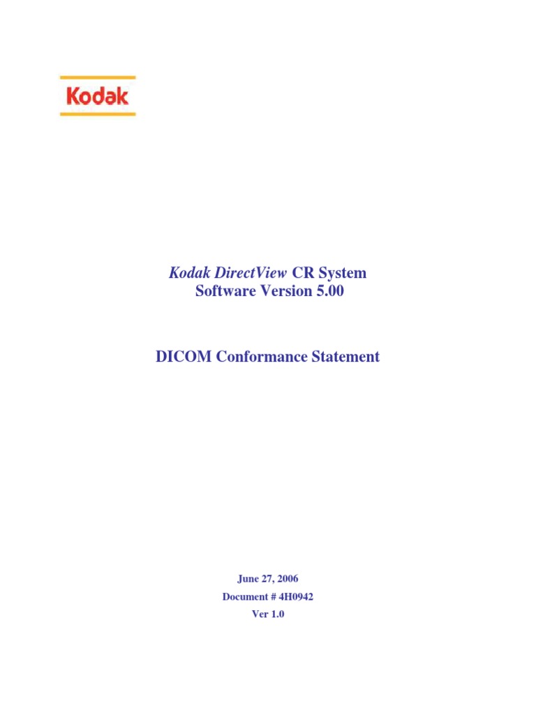 CR System DICOM Conformance Statement v5 - 00 PDF | PDF | Data Compression | Digital Technology
