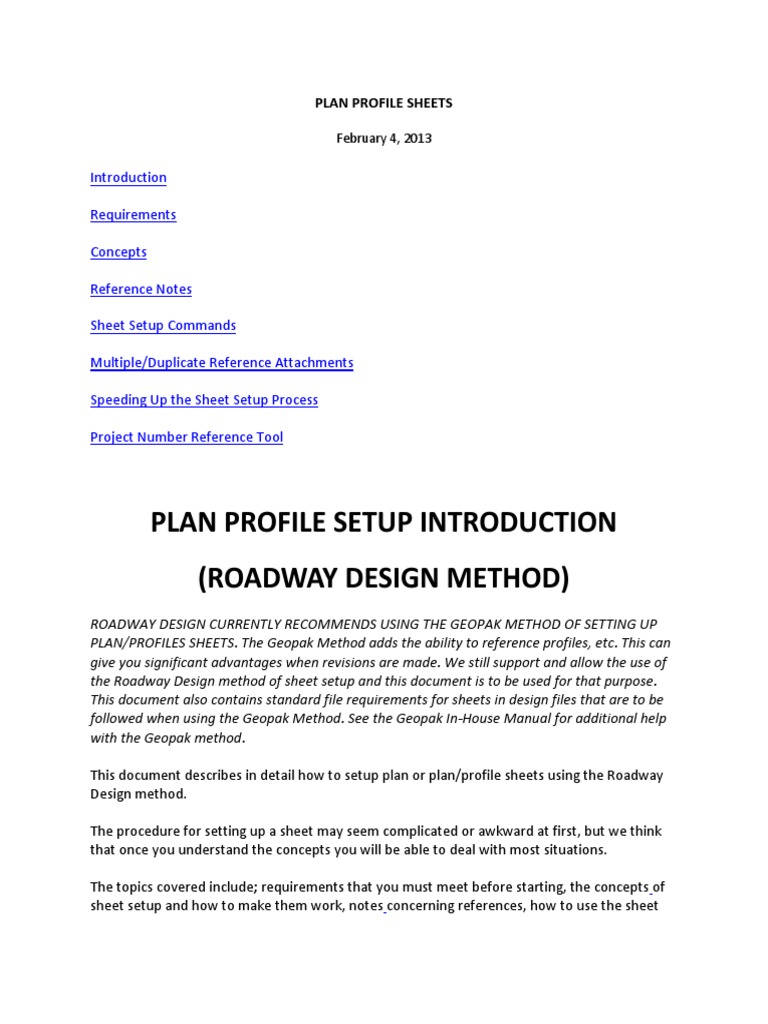 Plan Profile Setup Introduction (Roadway Design Method) | PDF ...